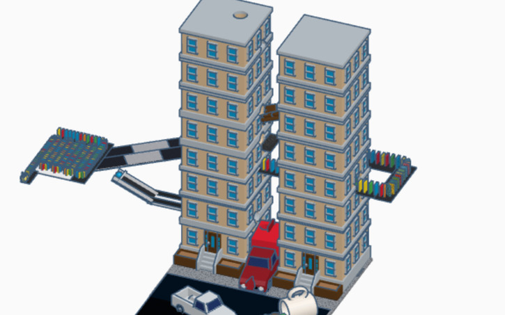 3D design Clever Contraption City (Goldberg Machine!) - Tinkercad