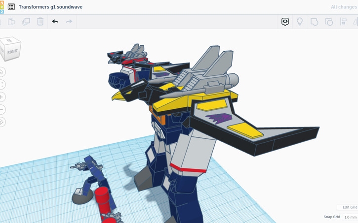 3D design Transformers G1 Soundwave Remodeled - Tinkercad