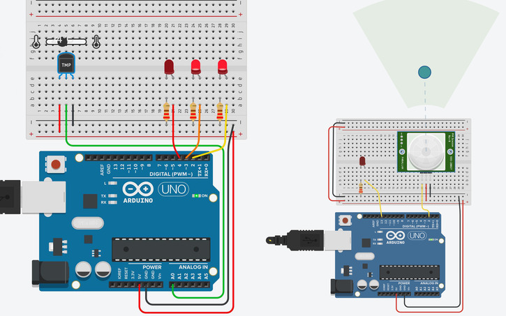 Circuit design Sensors Challenge - Tinkercad