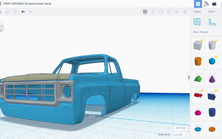 3D design FIRST COPYABLE 78 square body chevy - Tinkercad