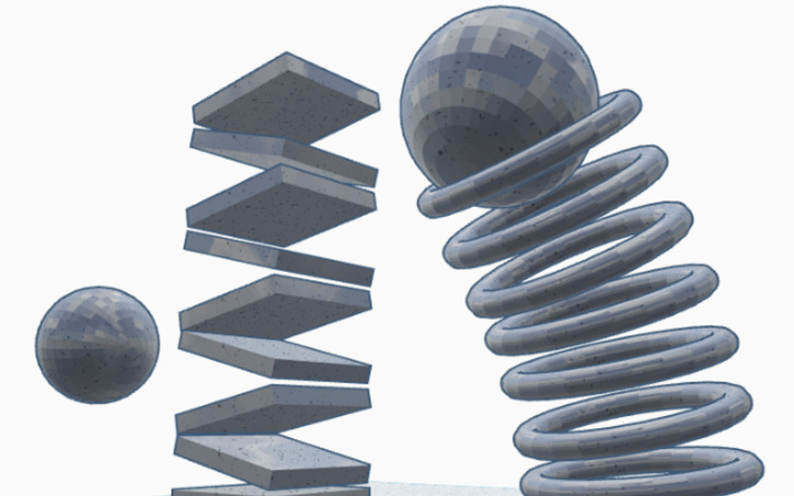 3D design Working spring mechanism with sim lab - Tinkercad