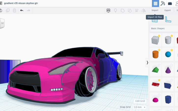 3D design gradient r35 nissan skyline gtr - Tinkercad