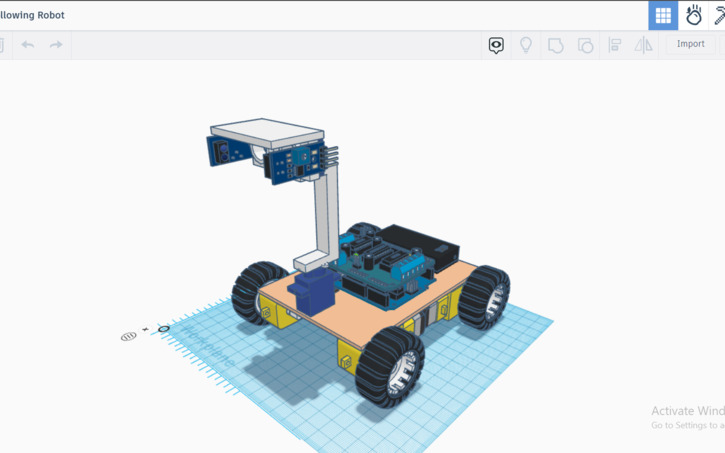 3D design Human Following Robot - Tinkercad