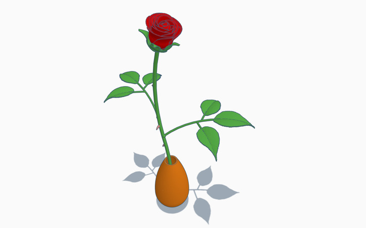 3D design Flowers Challenge - Rose in a Flower Pot - Tinkercad