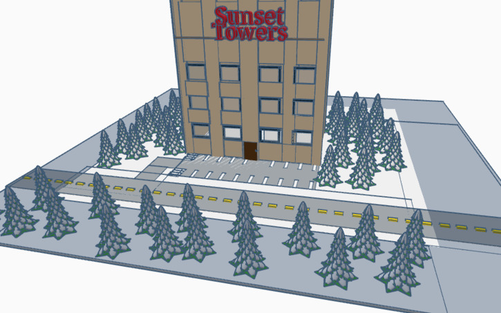 3D design Sunset Towers - The Westing Game - Tinkercad