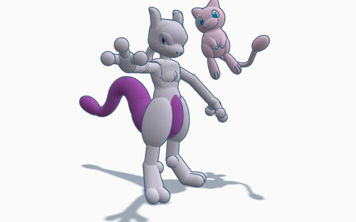 3D design Mew and Mewtwo - Tinkercad