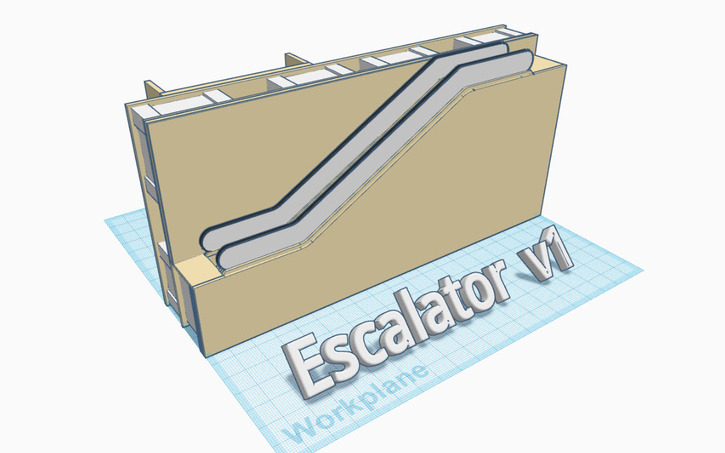 3D design Escalator HO Scale (Functional) - Tinkercad