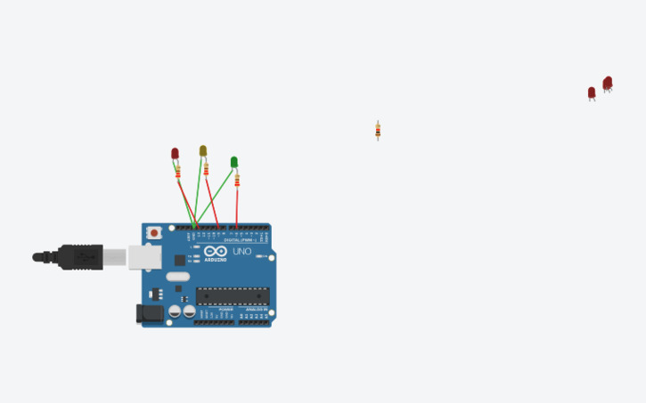 Circuit design proyecto de semaforo en Arduino - Tinkercad
