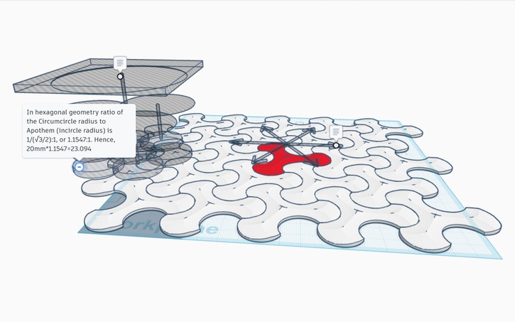 3D design Seamless Tiles - Hexagonal Packing - Tinkercad